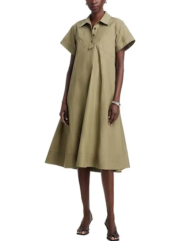 3.1 Phillip Lim Cotton Poplin Trapeze Midi Dress - Burnt Olive