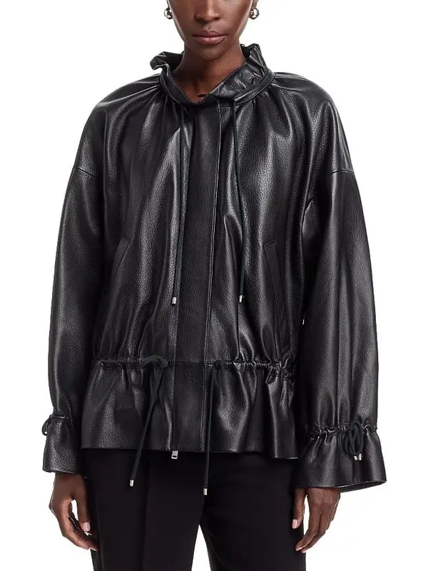 3.1 Phillip Lim Leather Cinched Parka Jacket - Black