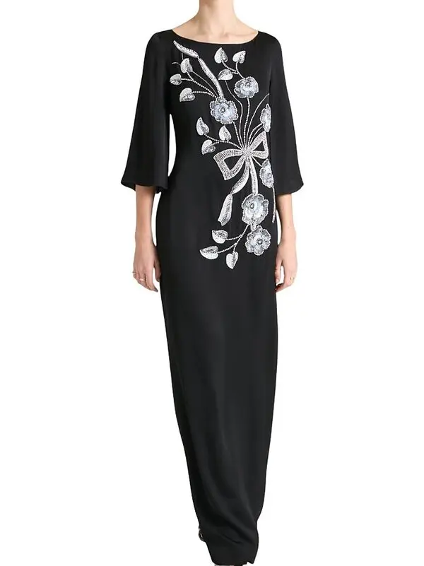 TEMPERLEY LONDON Lana Sleeved Gown - Black