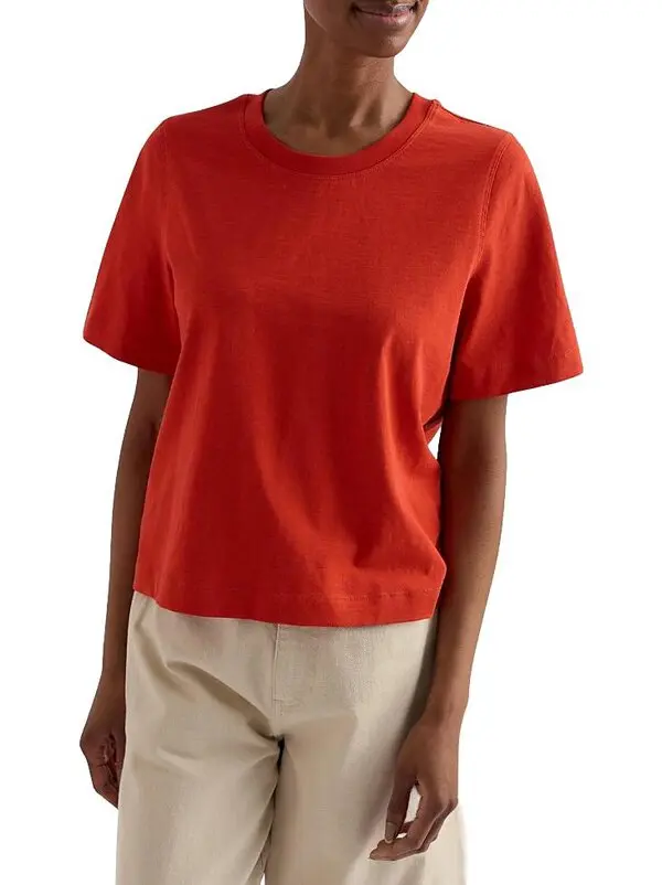 SEASALT CORNWALL Copseland Printed Crew Neck T-shirt - Brick