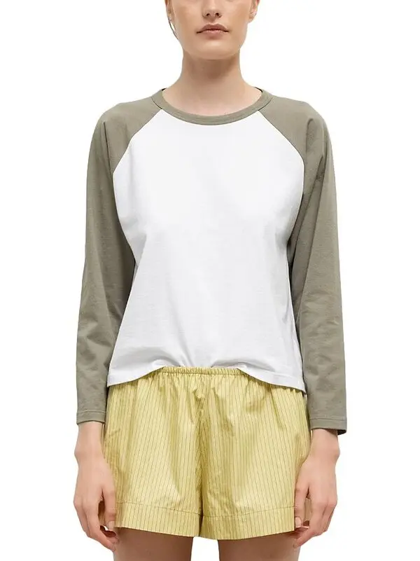 LESET Margo Baseball Tee - White/cypress