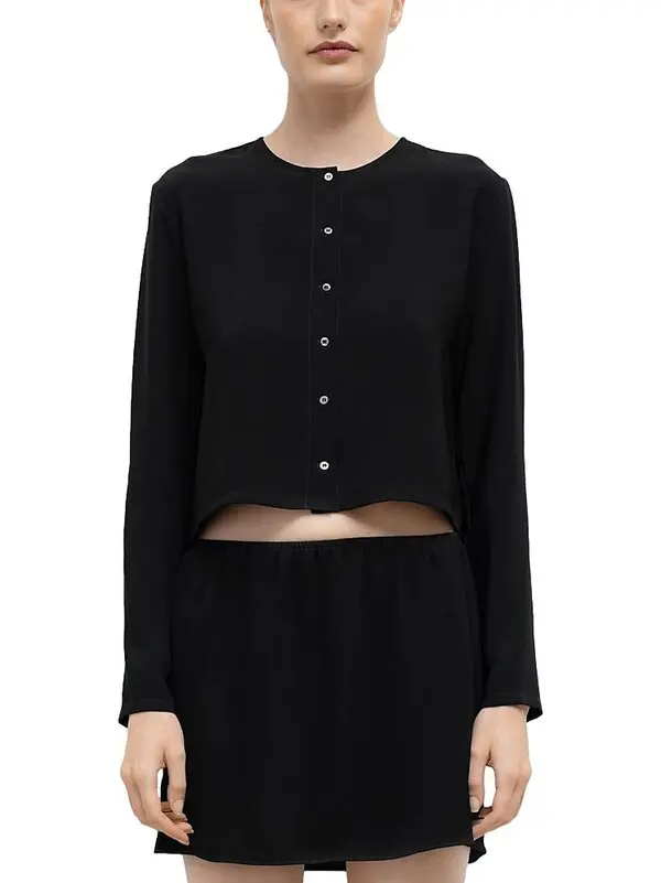 LESET Ari Crop Cardigan Sweater - Black