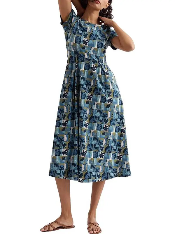 SEASALT CORNWALL Veronica Short Sleeve Midi Dress - Floral Splice Sardine