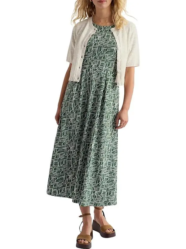 SEASALT CORNWALL Veronica Short Sleeve Midi Dress - Wall Lines Treetop