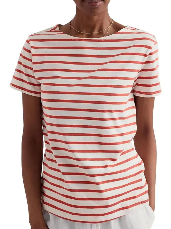 SEASALT CORNWALL Sailor Boat Neck Breton T-shirt - Breton Carnelian