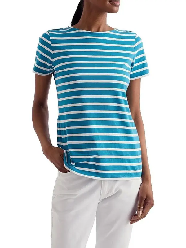 SEASALT CORNWALL Sailor Boat Neck Breton T-shirt - Breton Waterscape