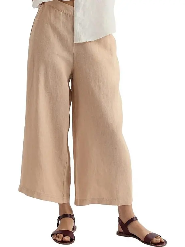 SEASALT CORNWALL Linen Wide Leg Culottes - Whelk