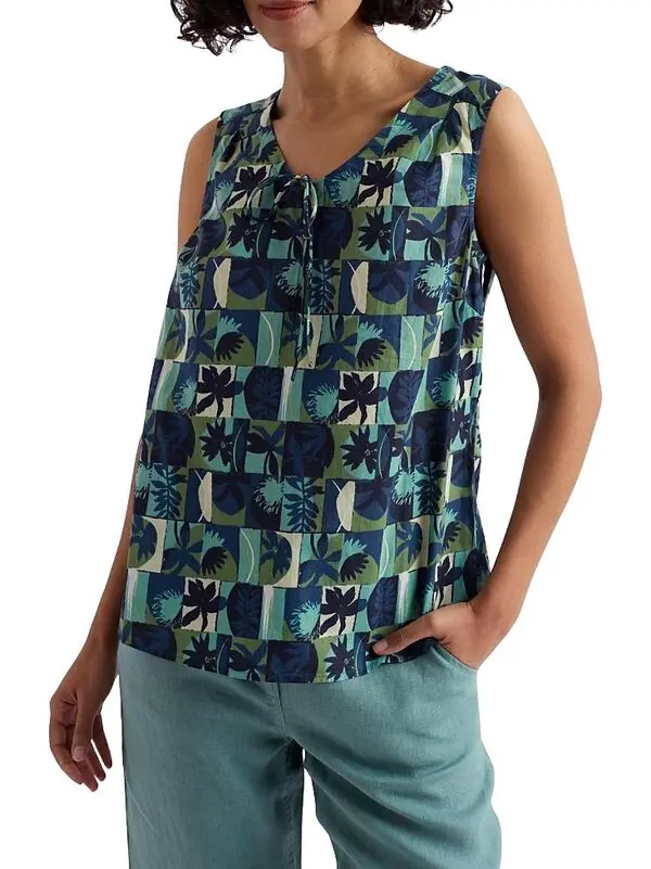 SEASALT CORNWALL Sleeveless Relaxed Vest With Floral Print - Floral Splice Sardine