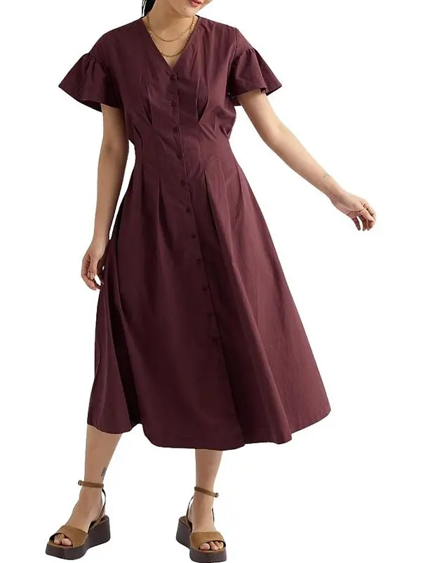 SEASALT CORNWALL Kerthen Woods Poplin Midi Dress - Cacao