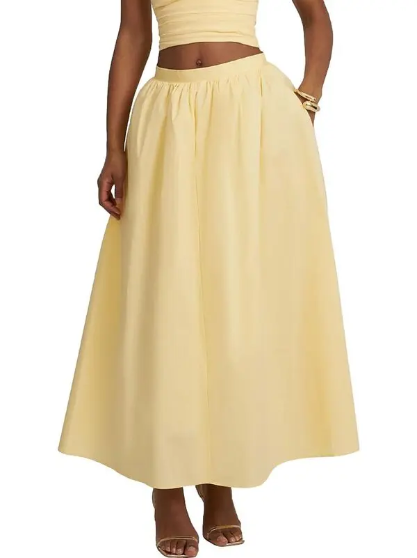 MISS CIRCLE Wina Cotton Poplin Low-waisted Maxi Skirt - Yellow