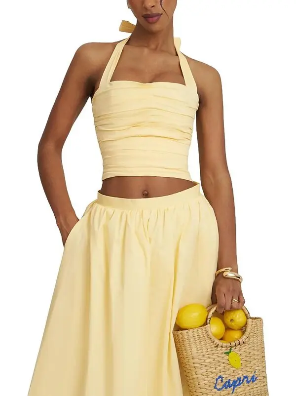 MISS CIRCLE Wilsie Ruched Halter Top - Yellow
