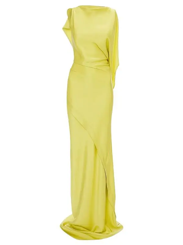 Victoria Beckham Sleeveless Draped Gown - Chartreuse