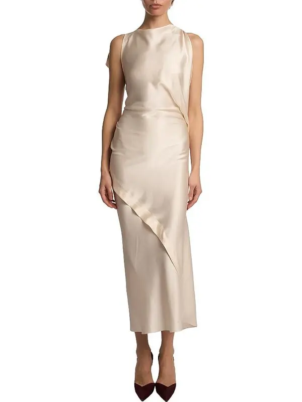 Victoria Beckham Sleeveless Draped Midi Dress - Elderflower