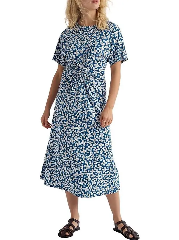 SEASALT CORNWALL Water Mint Knot-waist Midi Dress - Posy Press Dark Voyage