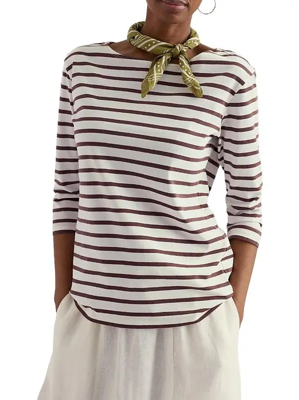 SEASALT CORNWALL Sailor Quarter Sleeve Top - Breton Cacao