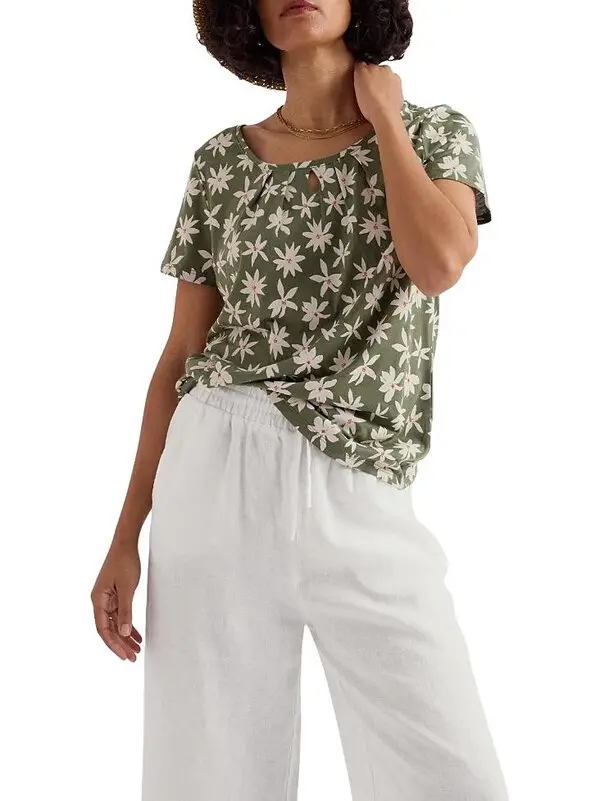 SEASALT CORNWALL Appletree Scoop Neck Jersey T-shirt With Floral Print - Tropic Bloom Cypress