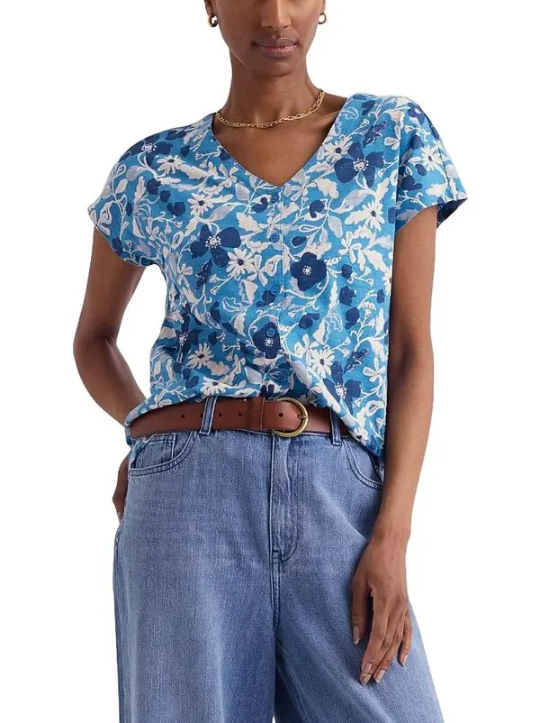 SEASALT CORNWALL Studio Glass V-neck Jersey T-shirt - Winding Meadow Sailboats