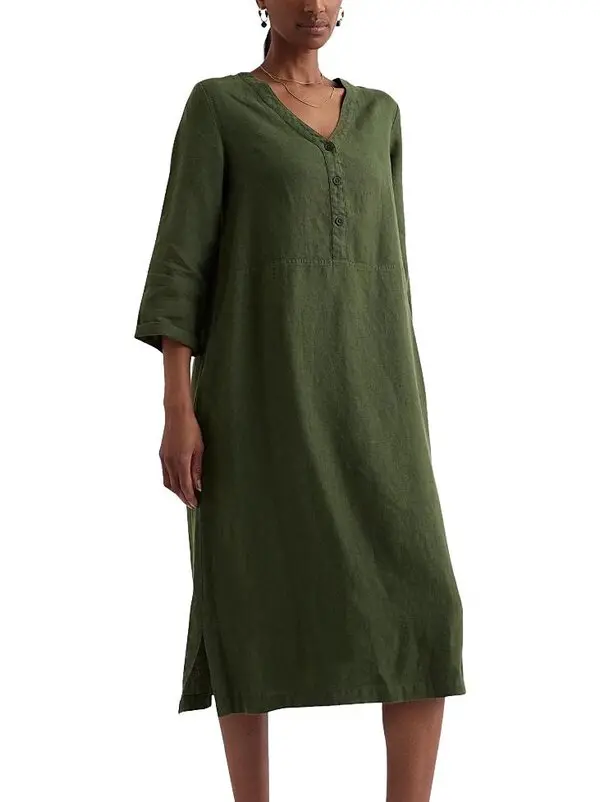 SEASALT CORNWALL Dew Drop Linen Midi Dress - Hosta