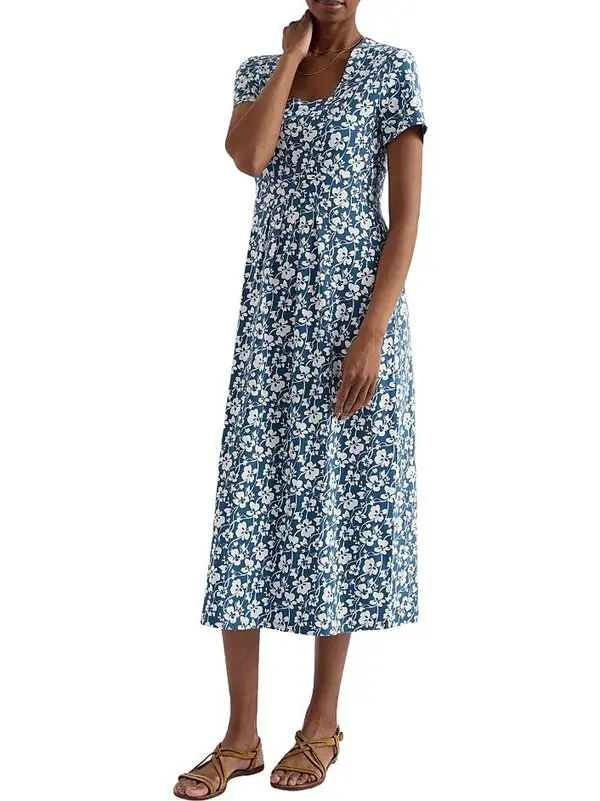 SEASALT CORNWALL Seed Packet Short Sleeve Midi Dress - Mallow Vine Dusk