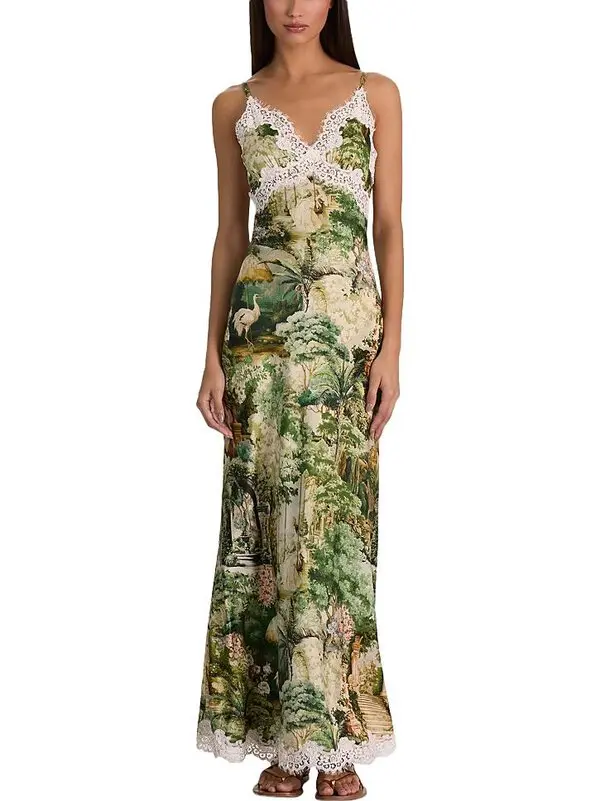 Alice + Olivia Julietta Lace Trim Midi Slip Dress - Terrain Lg