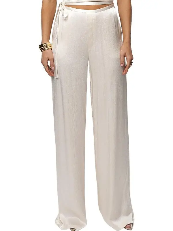 JLUXLABEL Deserae Satin Wide Leg Pants - Champagne