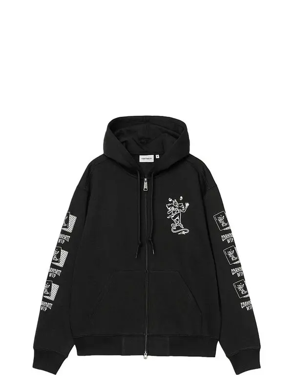 Carhartt Work In Progress Logo Graphic Zip-up Hoodie - Black