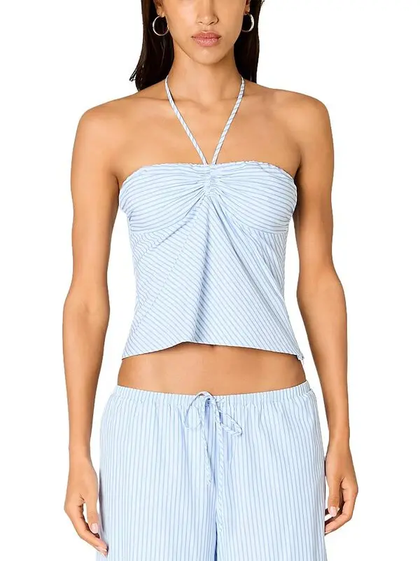 NIA Domenico Striped Halter Top - Sky