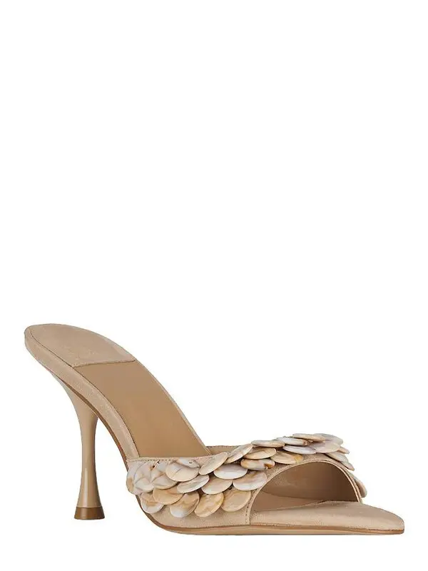Jeffrey Campbell Embellished Suede Mules - Natural Combo