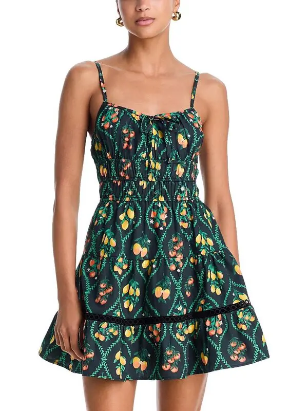 Aqua Lemon Flower Mini Dress - Black Multi