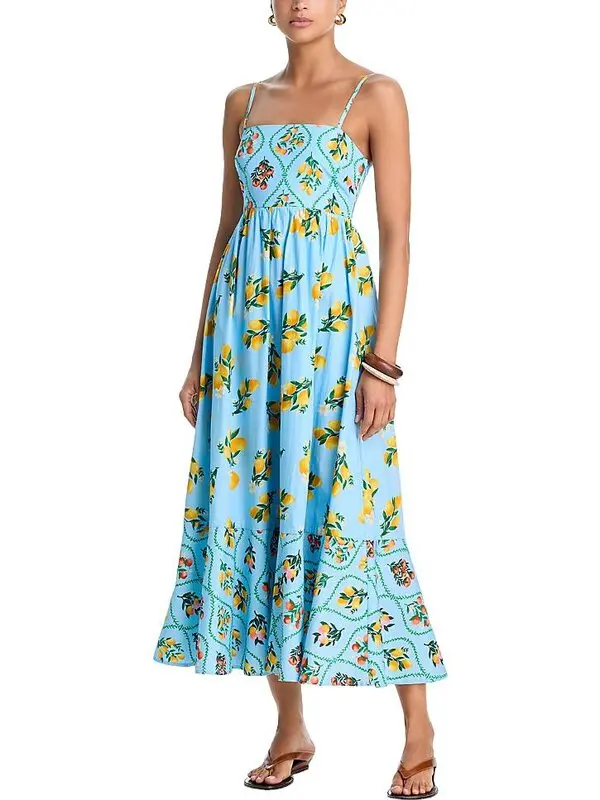 Aqua Lemon Flower Maxi Dress - Lemon/blue