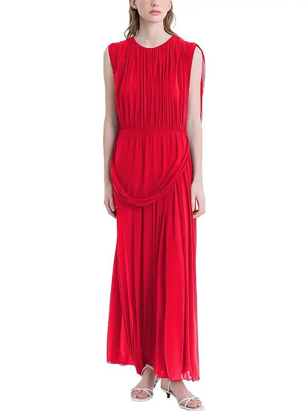 FFORME Kahlo Asymmetric Draped Loop Jersey Maxi Dress - Cherry
