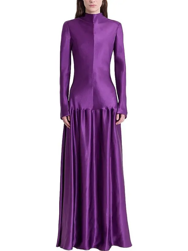 FFORME Mila Bias Cut Long Sleeve Maxi Dress - Violet
