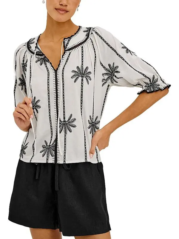 Rails Cotton Blouse - Embroidered Palms