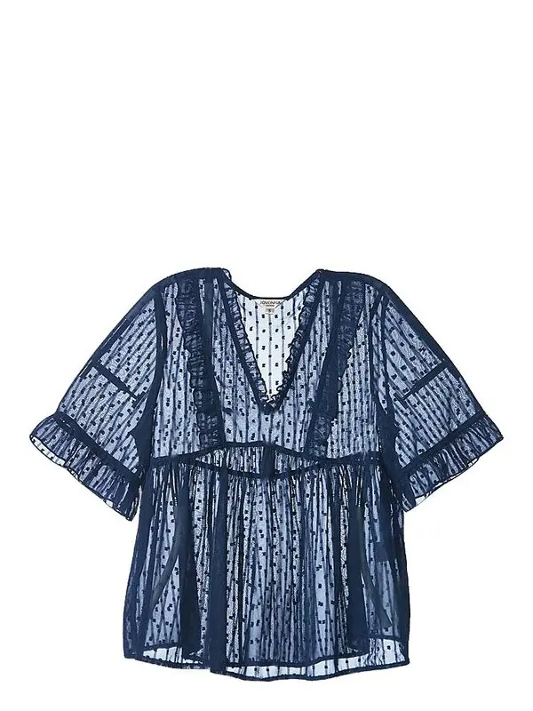 JOVONNA LONDON Lace Short Sleeve Blouse - Navy