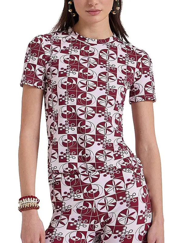 La DoubleJ Jazzercize Geometric Print T-shirt - Eclipse Bordeaux