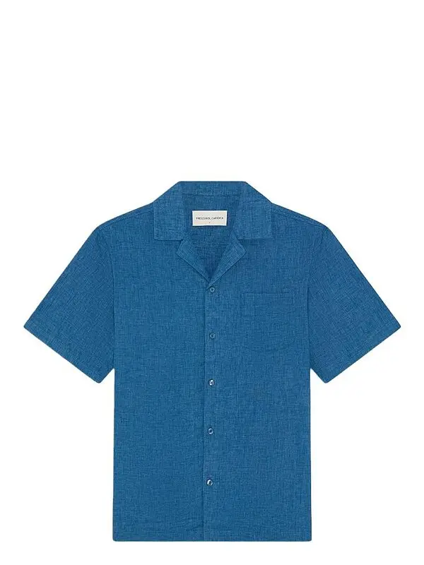 Frescobol Carioca Angelo Textured Linen Shirt - Teal