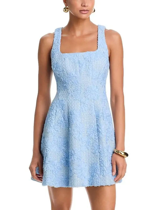 MILLY Tweed Mini Dress - Light Blue