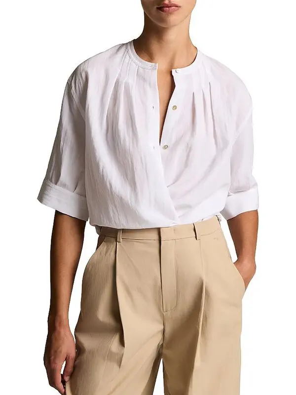 Vince Gathered A-line Shirt - Optic White