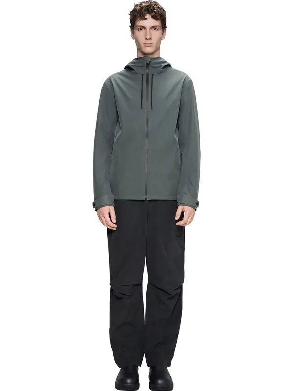 Rains Suva Softshell Jacket With Hood And Drawstring Detail - Grey