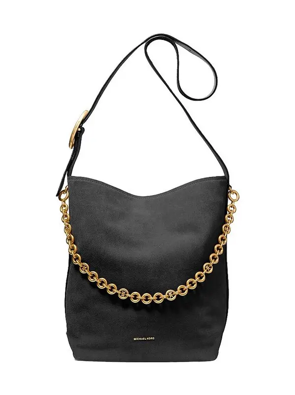 Michael Kors Large Leather Bucket Bag With Chain Detail - Black
