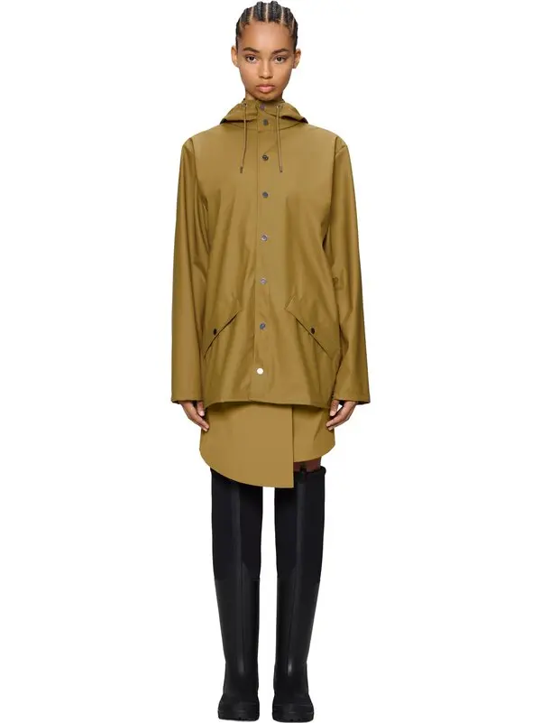 Rains Waterproof Pu Jacket With Drawstring Hood And Fishtail Hem - Dawn