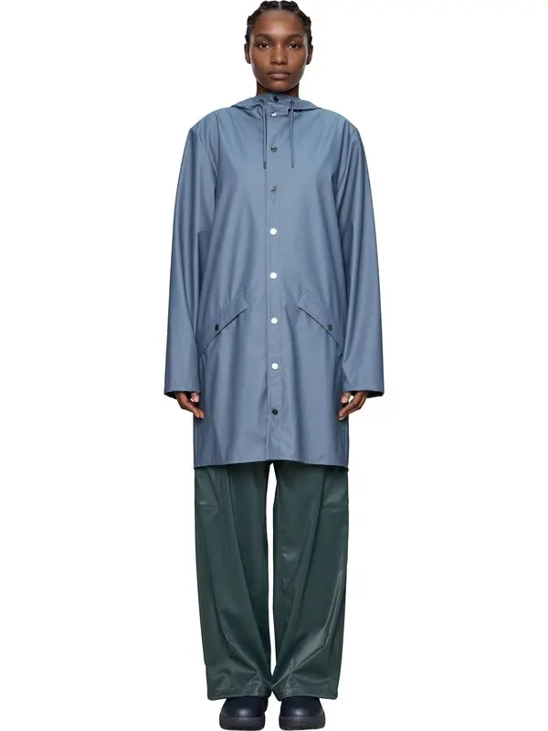 Rains Long Jacket Waterproof Rainwear - Blue Dusk
