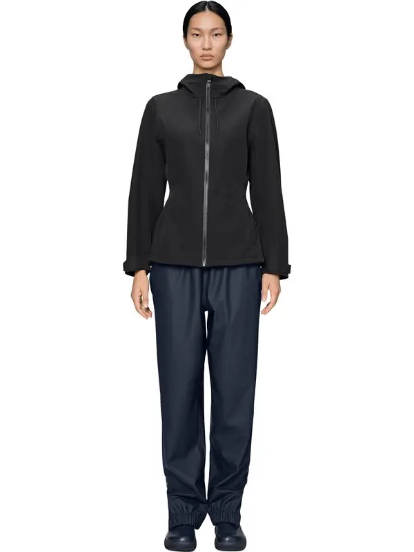 Rains Suva Softshell W Jacket Waterproof Zip-up With Drawstring Hem - Black