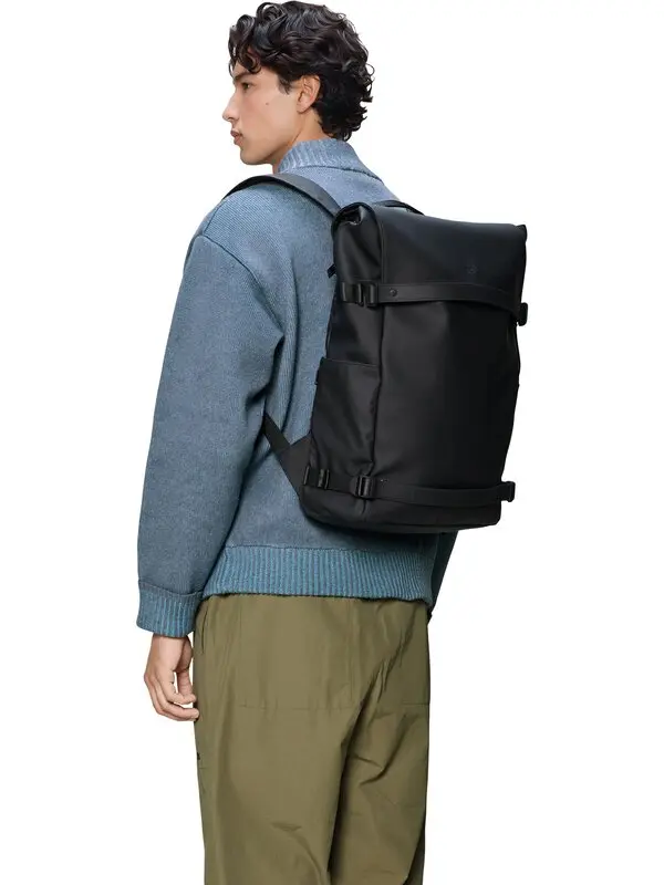 Rains Otg Backpack With Padded Laptop Sleeve And Detachable Pouch - Black