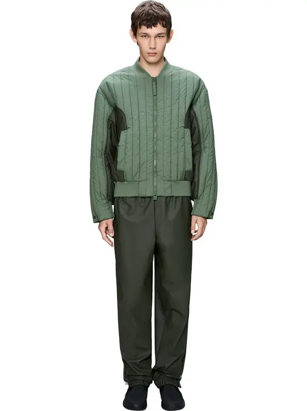 Rains Koya Vision Bomber Jacket With Quilted & Pu Panels - Green