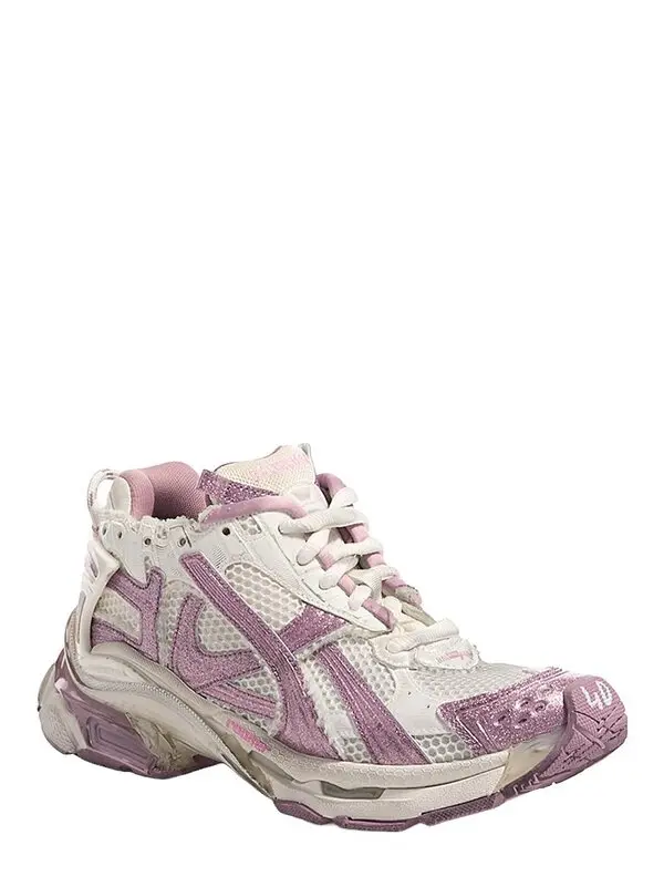 Balenciaga Runner Glitter Sneakers - White/lilac/pink