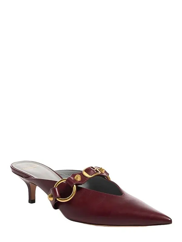 Balenciaga Pointed Toe Mules - Merlot/gold