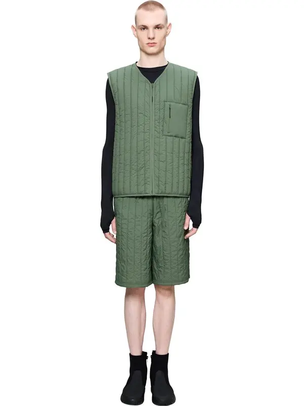 Rains Banja Quilted Liner Vest With V-neck And Zip Closure - Green