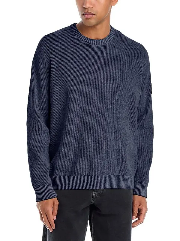 Stone Island Rib Cotton Boucle Crew Neck Sweater - Melange Blue