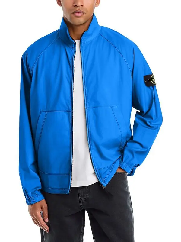 Stone Island Paracadute Cotton Poplin Zip Up Jacket - Bright Blue